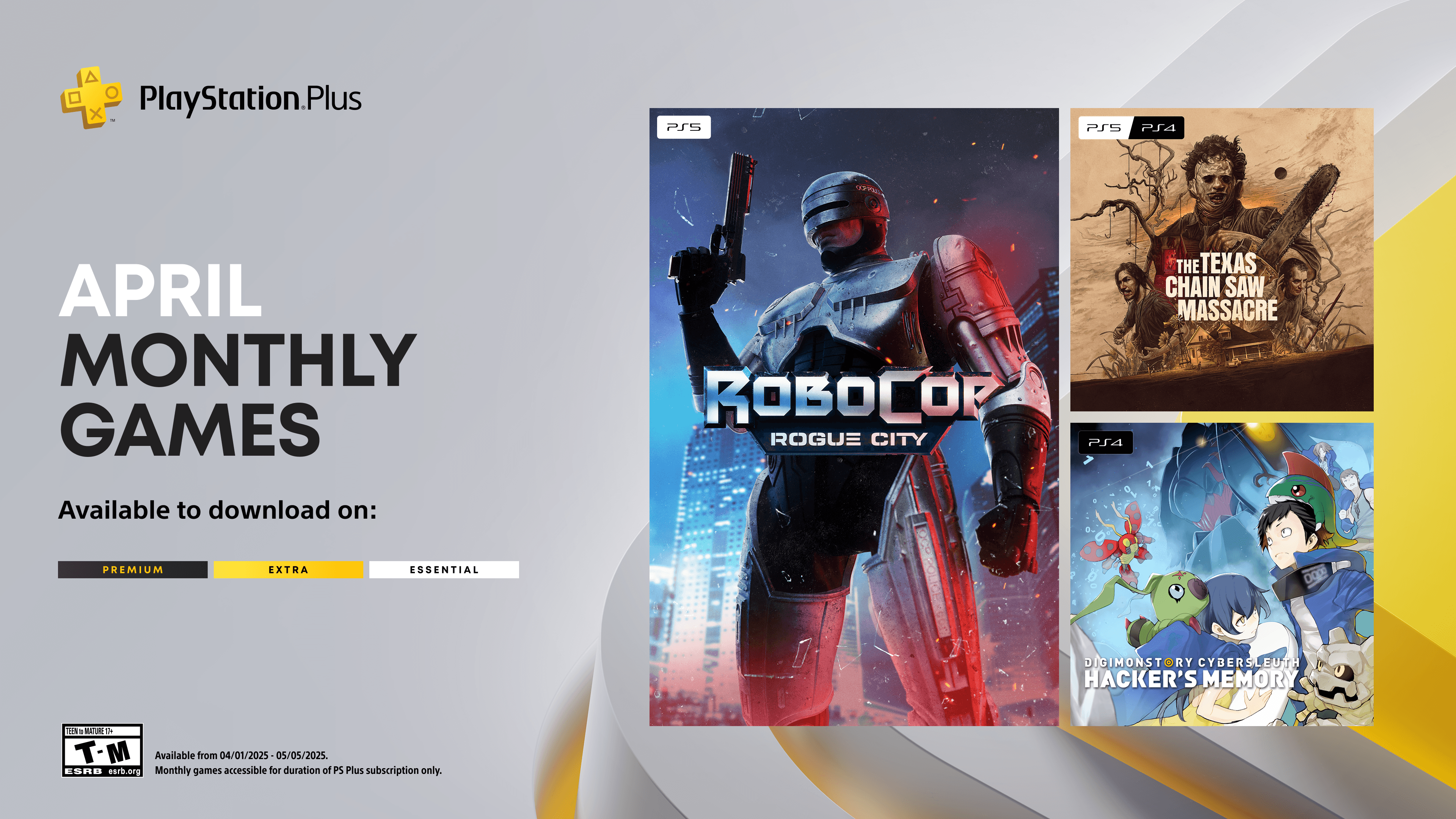 April's PlayStation Plus Games: RoboCop, Texas Chain Saw, Digimon ...