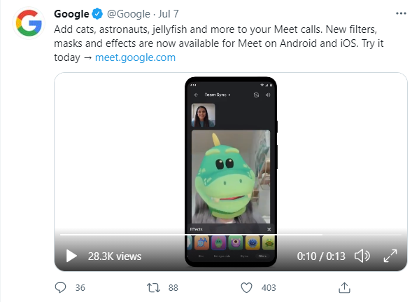 Google Meet Adds AR Masks, Duo Style Filters And Effects - Hawkdive.com