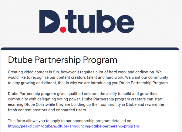 DTube Partnership Program 2021: Here's Why You Should Check It Out ...