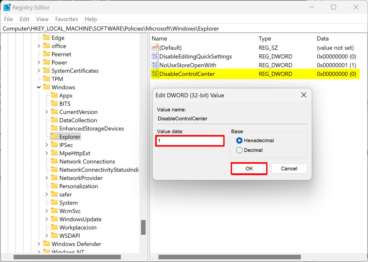 Disable Quick Settings Through Registry Editor In Windows 11 - Hawkdive.com