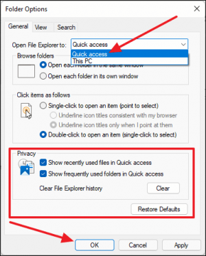 How To Enable Or Disable Quick Access Feature In Windows 11