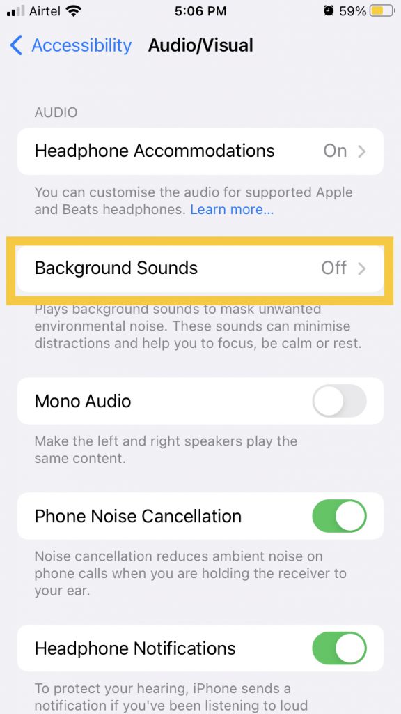 How To Set Soothing Background Sound In iPhone 13. - Hawkdive.com