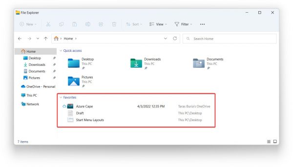 How To Add And Remove Favorites In File Explorer Home In Windows 11 ...