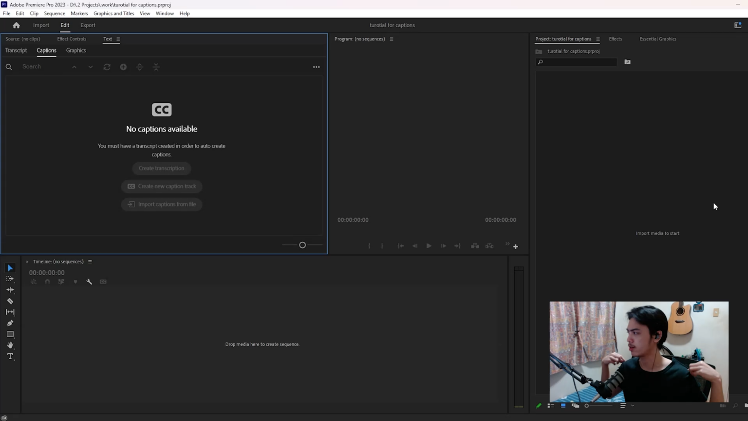 Auto Captioning through Adobe Premiere Pro