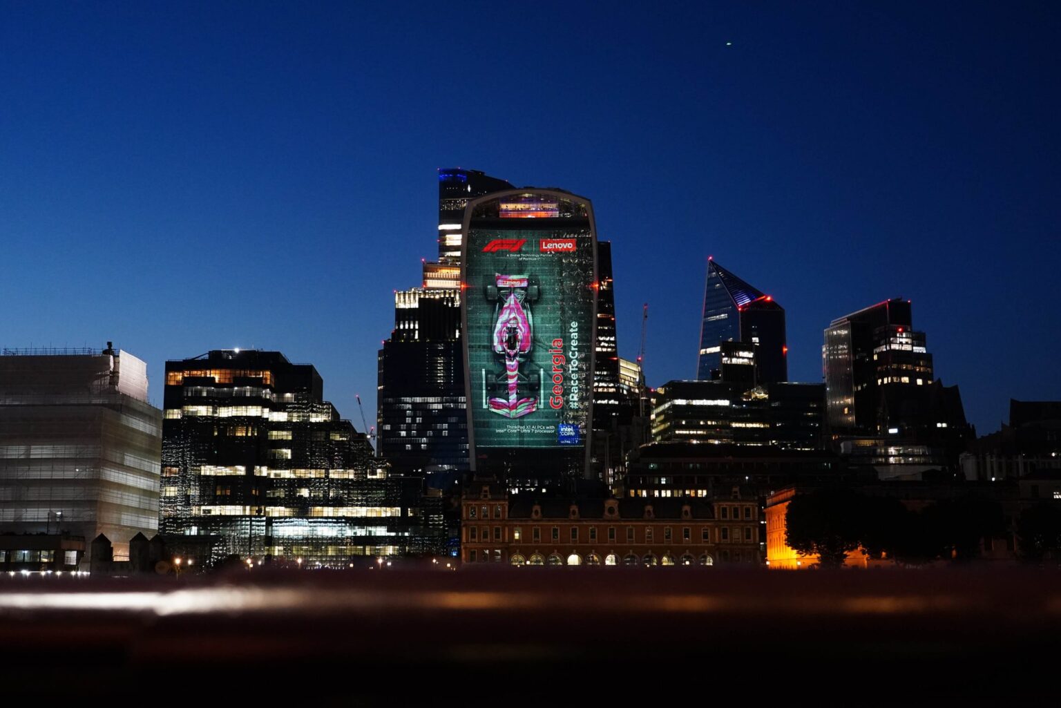 Lenovo and Formula 1 Illuminate London Skyline - Hawkdive.com