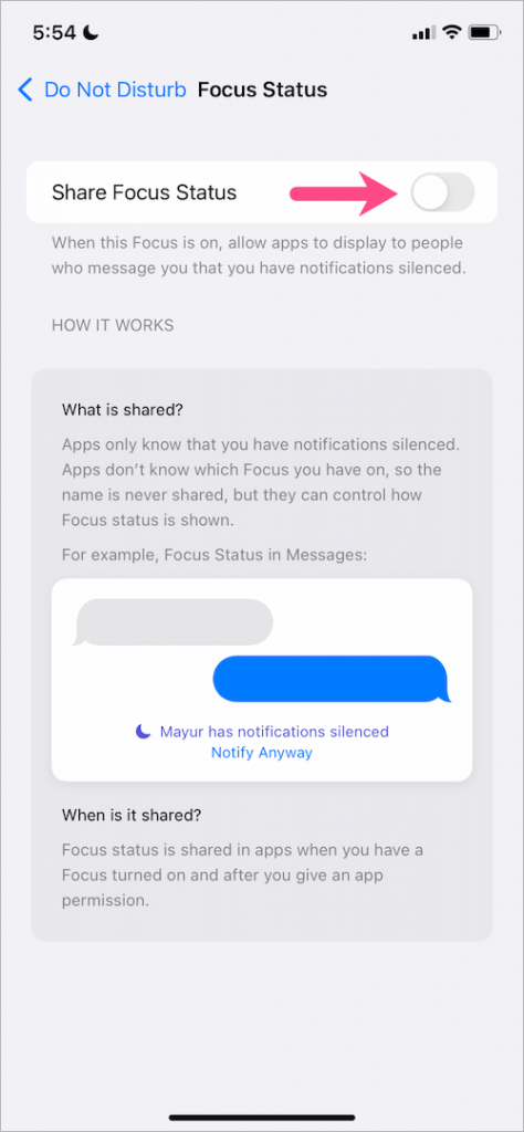 How To Share Focus Status On iPhone - Hawkdive.com